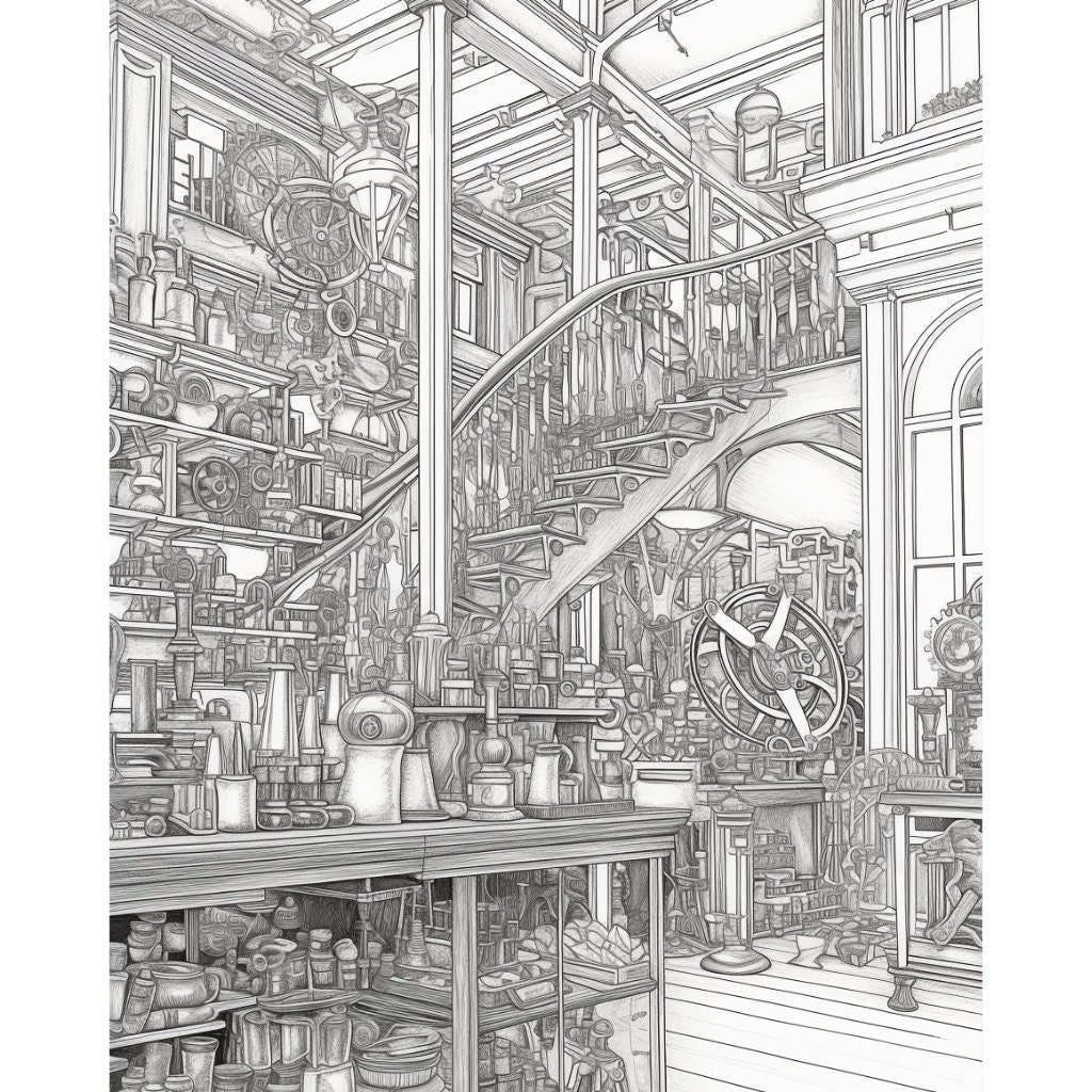 Adult Coloring Pages, 10 Steampunk General Store Coloring Pages ...