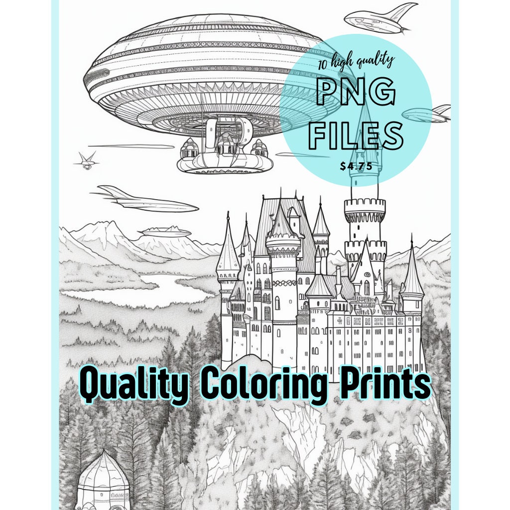 Ufos Coloring Pages, Adult Coloring Book, Adult Coloring Pages, Digital ...