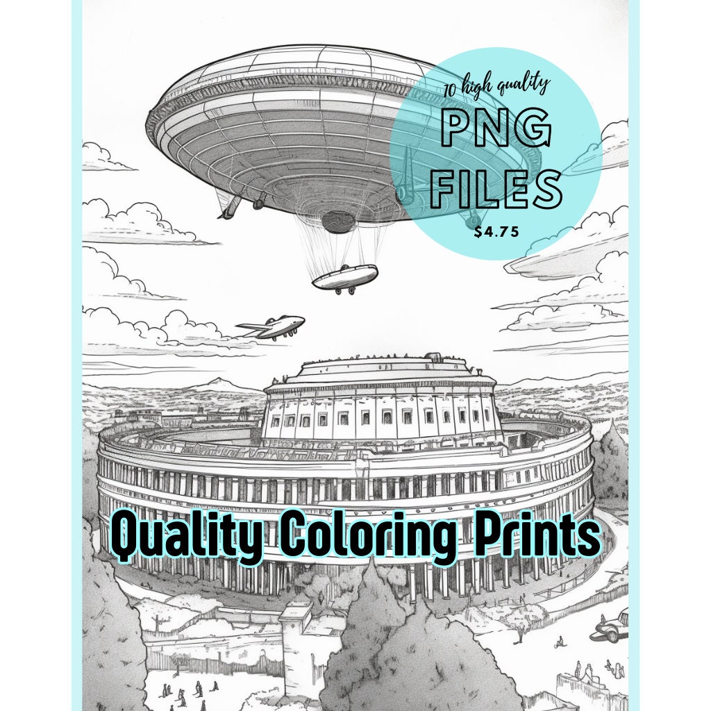 Ufos Coloring Pages, Adult Coloring Book, Adult Coloring Pages, Digital ...
