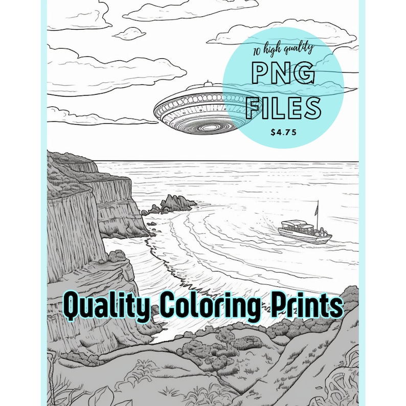Ufos Coloring Pages, Adult Coloring Book, Adult Coloring Pages, Digital ...