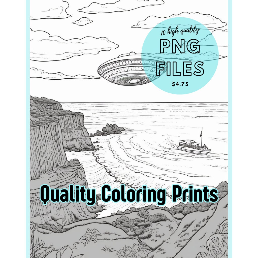 Ufos Coloring Pages, Adult Coloring Book, Adult Coloring Pages, Digital ...