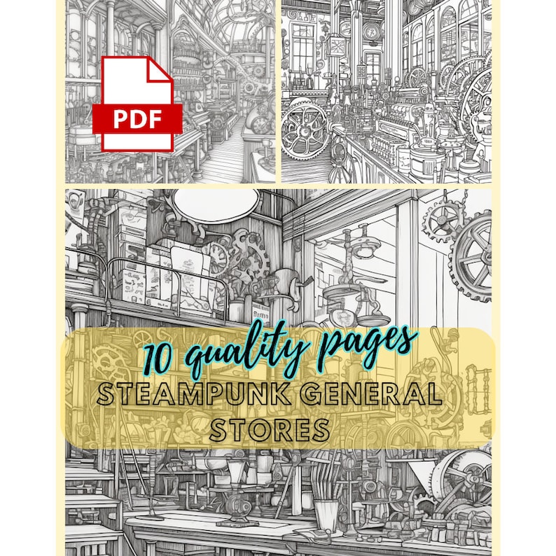 Adult Coloring Pages, 10 Steampunk General Store Coloring Pages ...