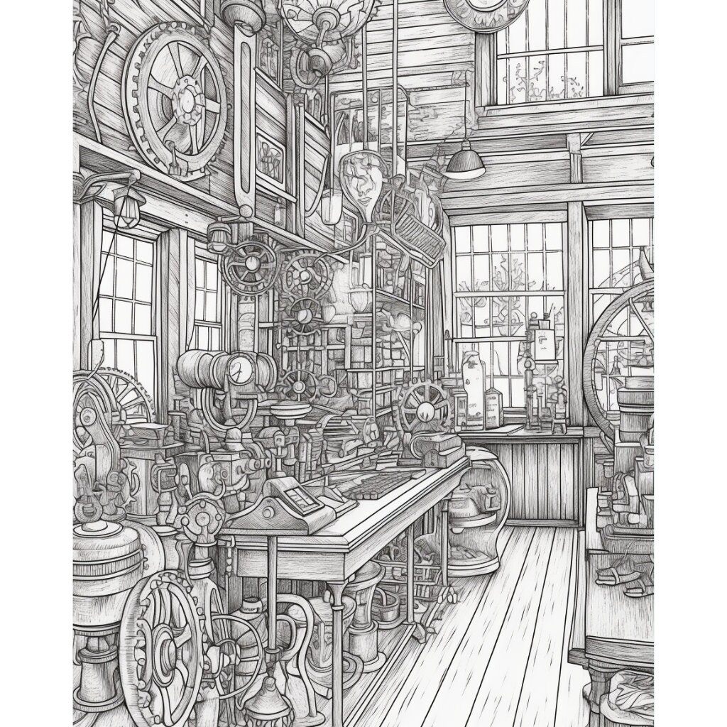 Adult Coloring Pages, 10 Steampunk General Store Coloring Pages ...