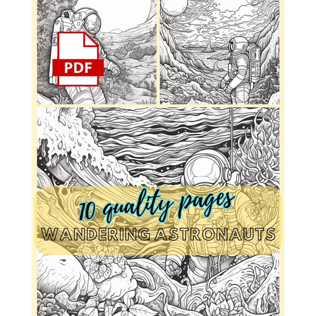 Adult Coloring Pages, 10 Wandering Astronaut Adult Coloring Pages ...
