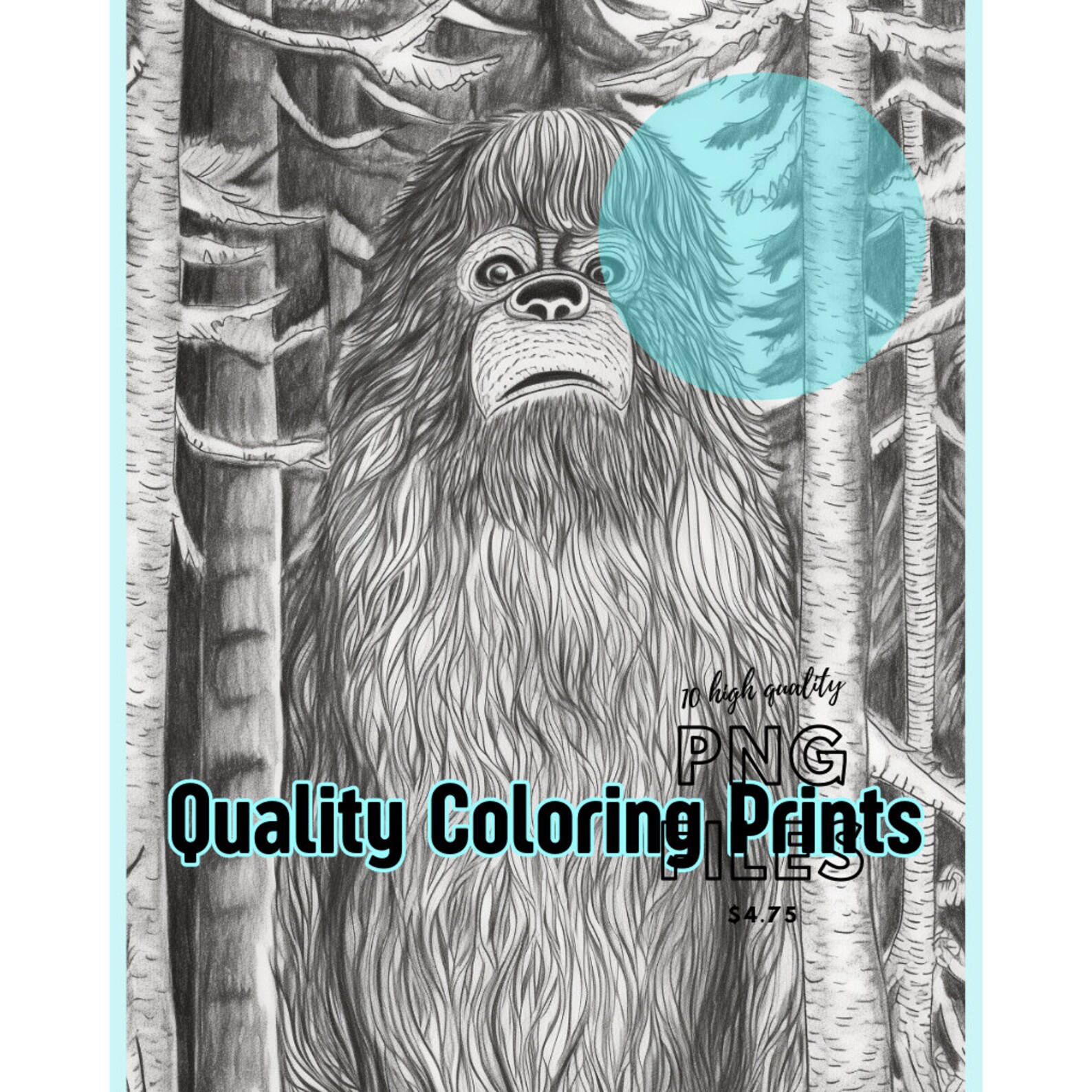 Bigfoot Sasquatch 10 Coloring Pages, Digital Download, Adult Coloring ...