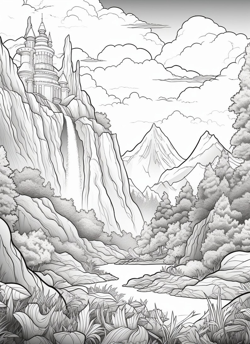 30 Adult Coloring Book Pages, Fantasy Treehouseatlantisfantasy Lands 30 ...