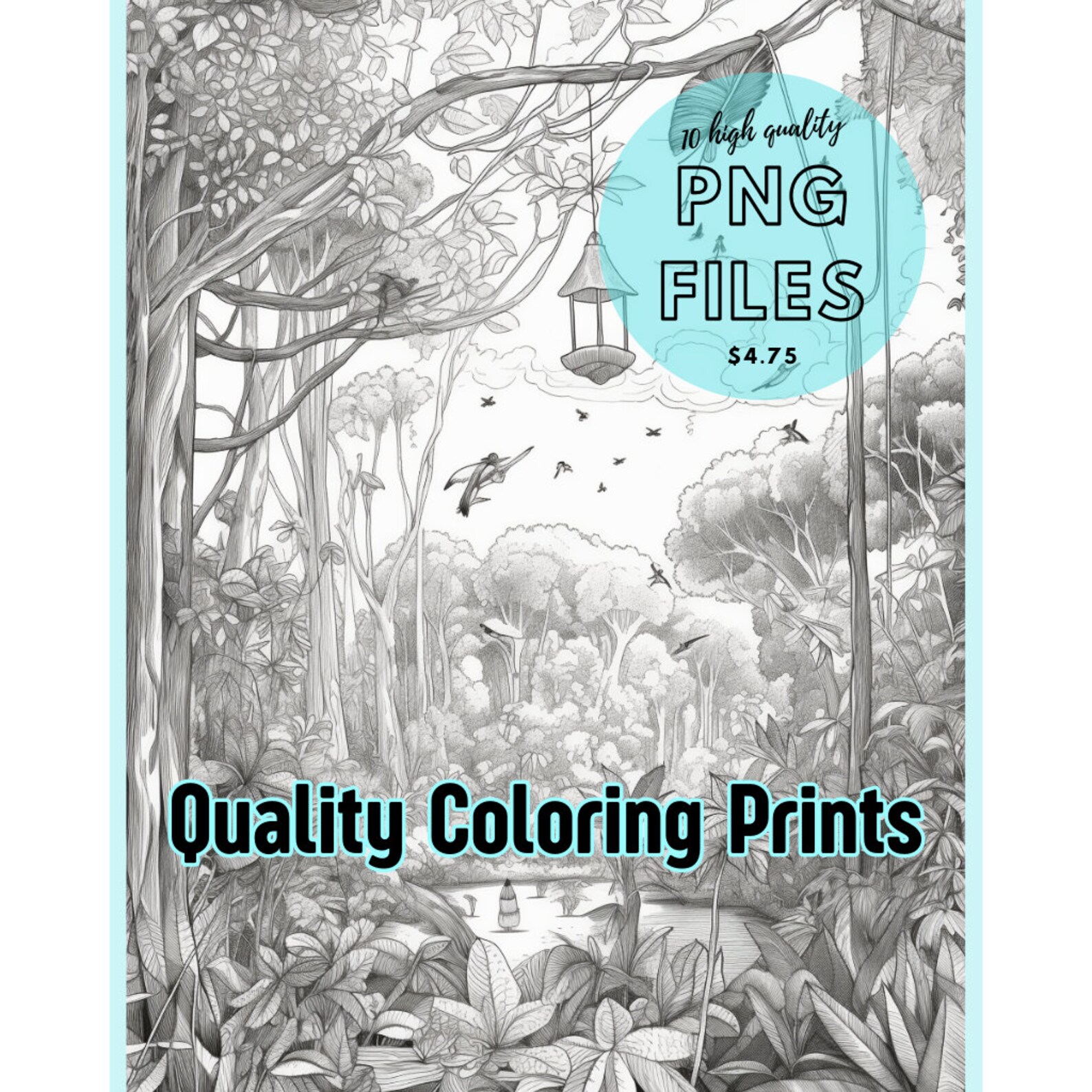 Jungle Landscapes 10 Coloring Pages, Adult Coloring Pages, Digital ...