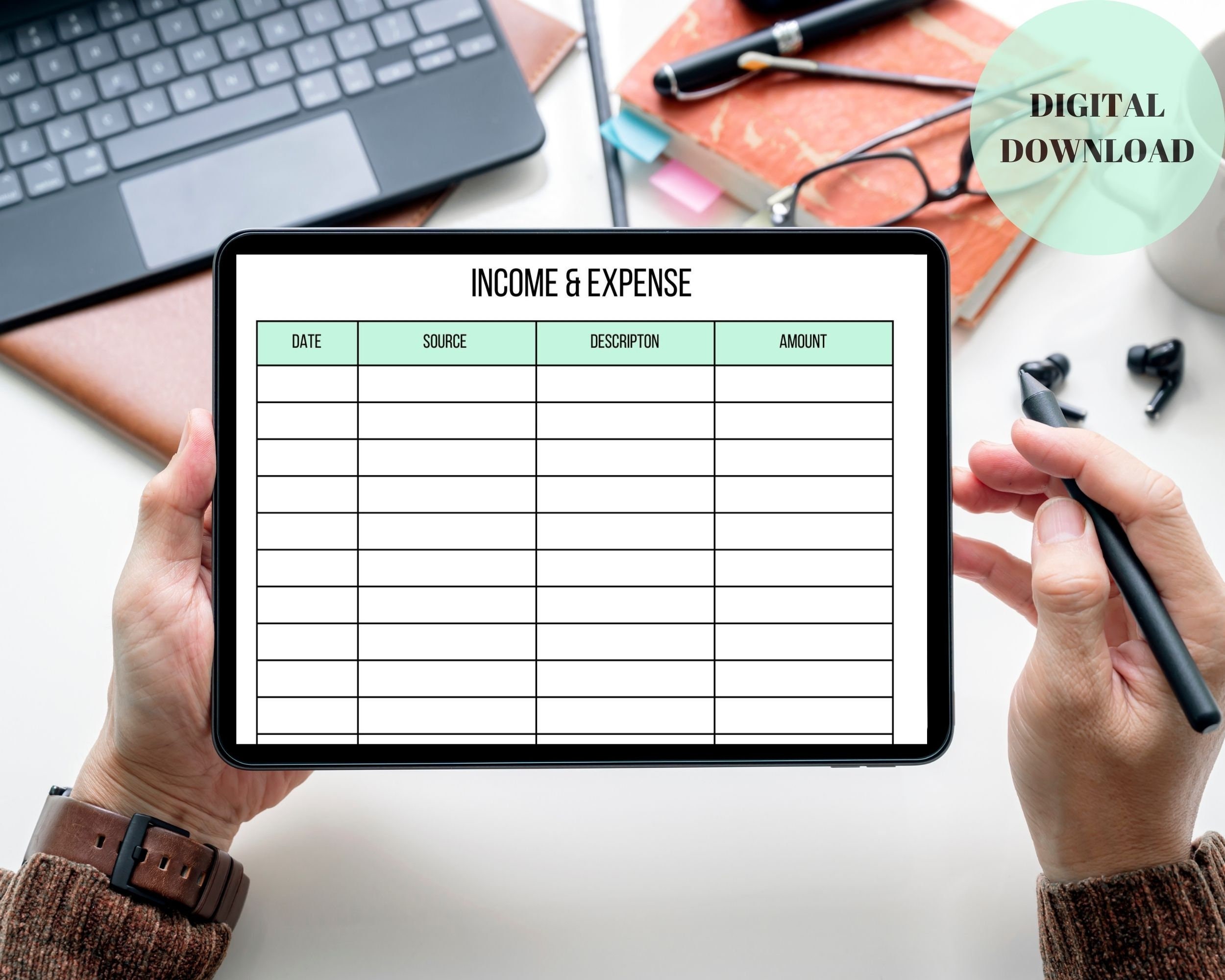 Income Tracker, Expense Tracker, Budget Planner,fillable Income Planner ...
