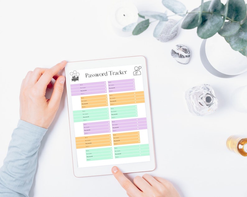 Password Tracker Printable, Password Keeper Fillable, Password ...