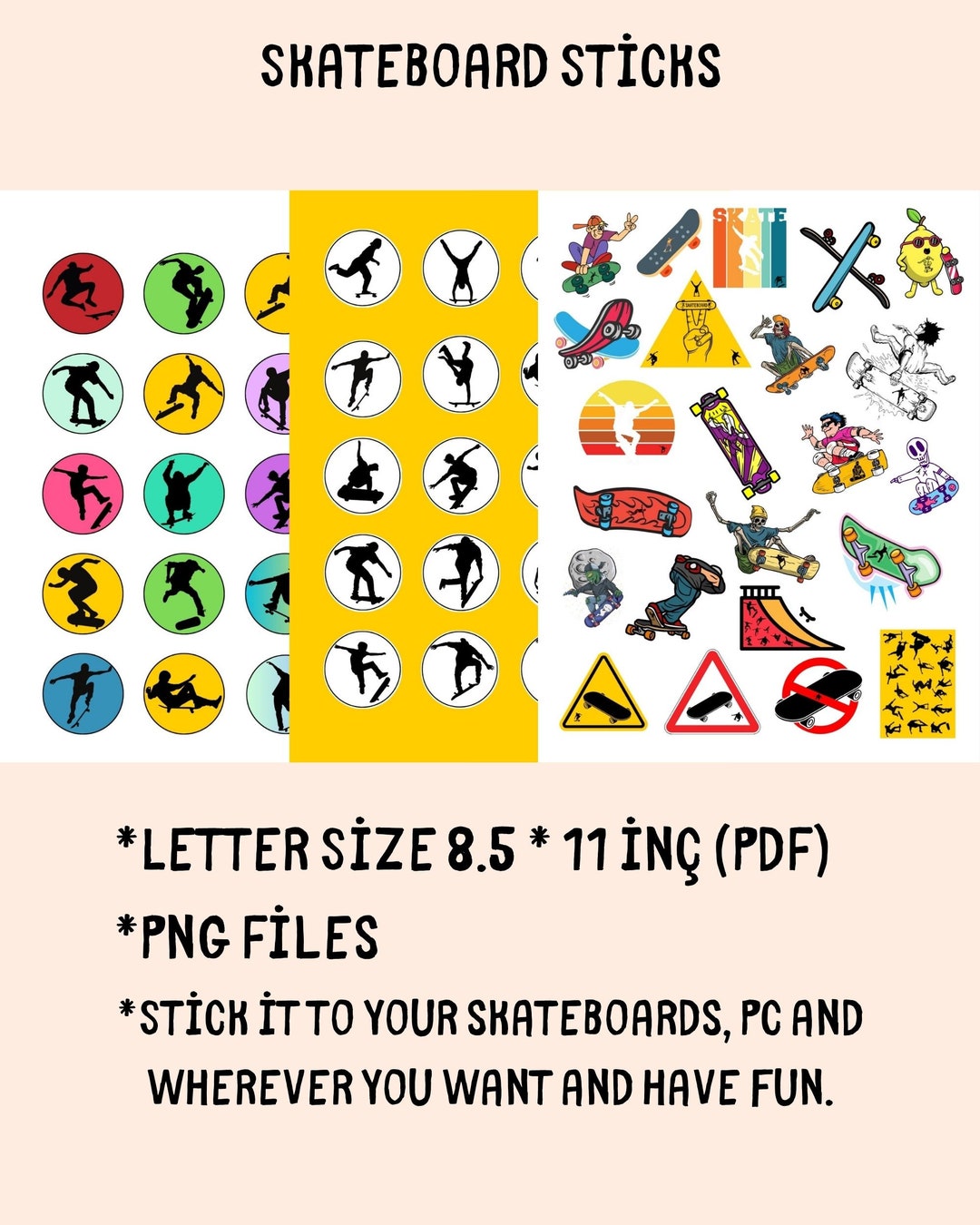 Skateboard Stickers, Skateboard Printable Sticker, Laptop Stickers ...