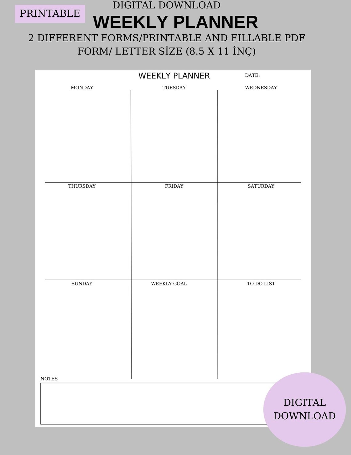 Weekly Planner Printable to Do List, Weekly Planner Printable and ...