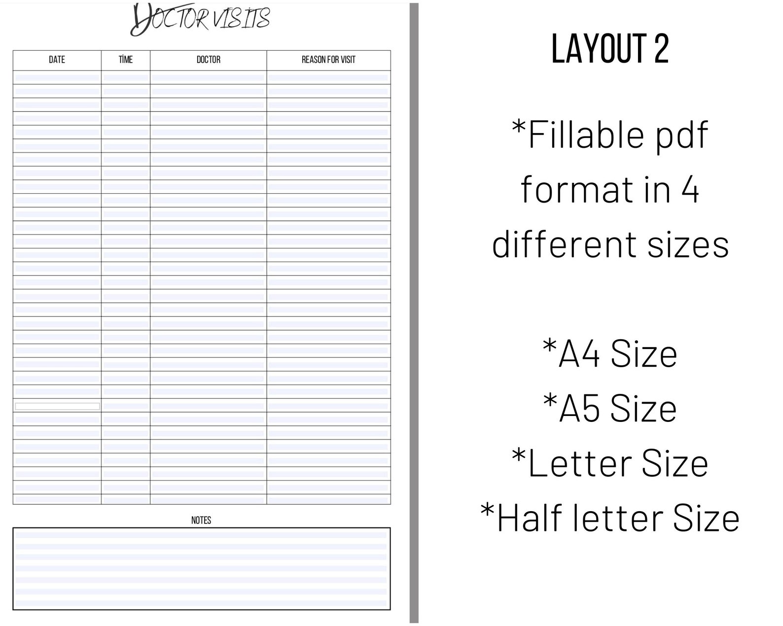 Printable and Fillable PDF Personal Doctor Visit Forms, Medicine ...