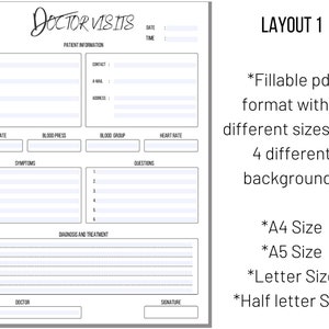 Printable and Fillable PDF Personal Doctor Visit Forms, Medicine ...