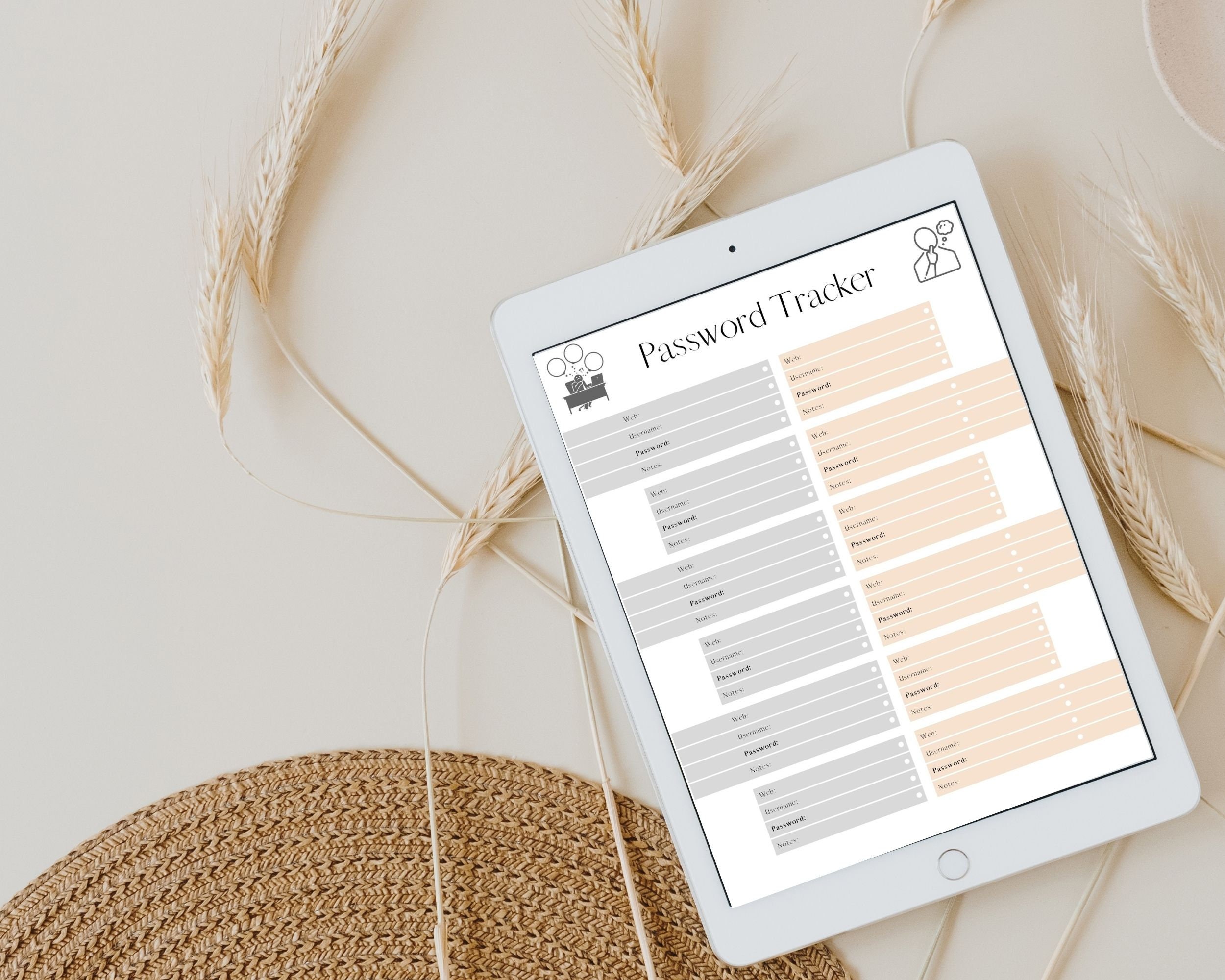 Password Tracker Printable, Password Keeper Fillable, Password ...