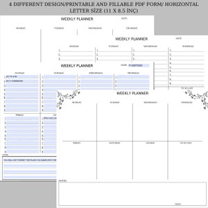 Weekly Planner Printable and Fillable Form, Weekly Organizer, Office ...