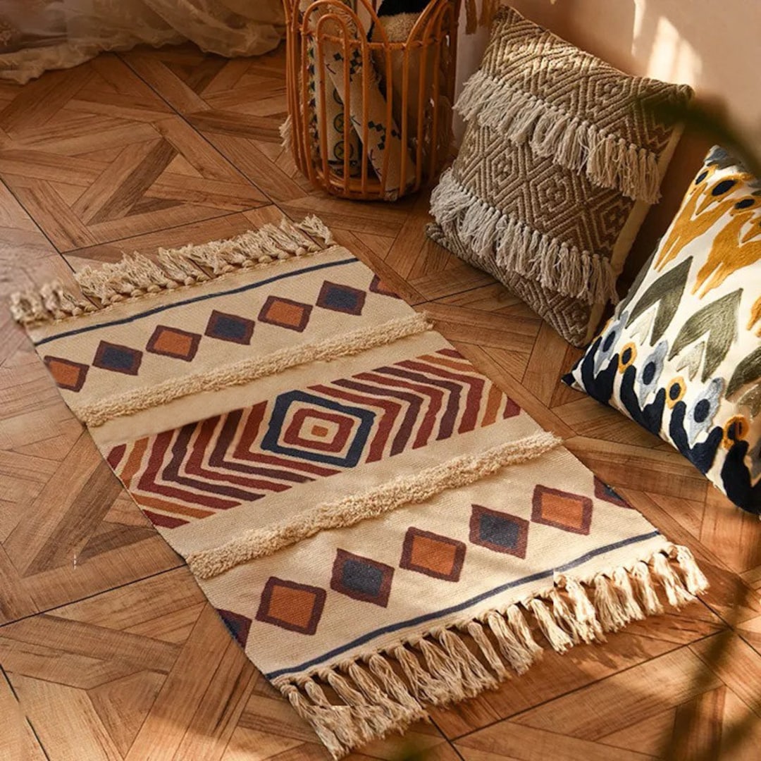 Boho Teppich Bunt Boho Fransen Teppich Sofateppich Boho - Etsy.de