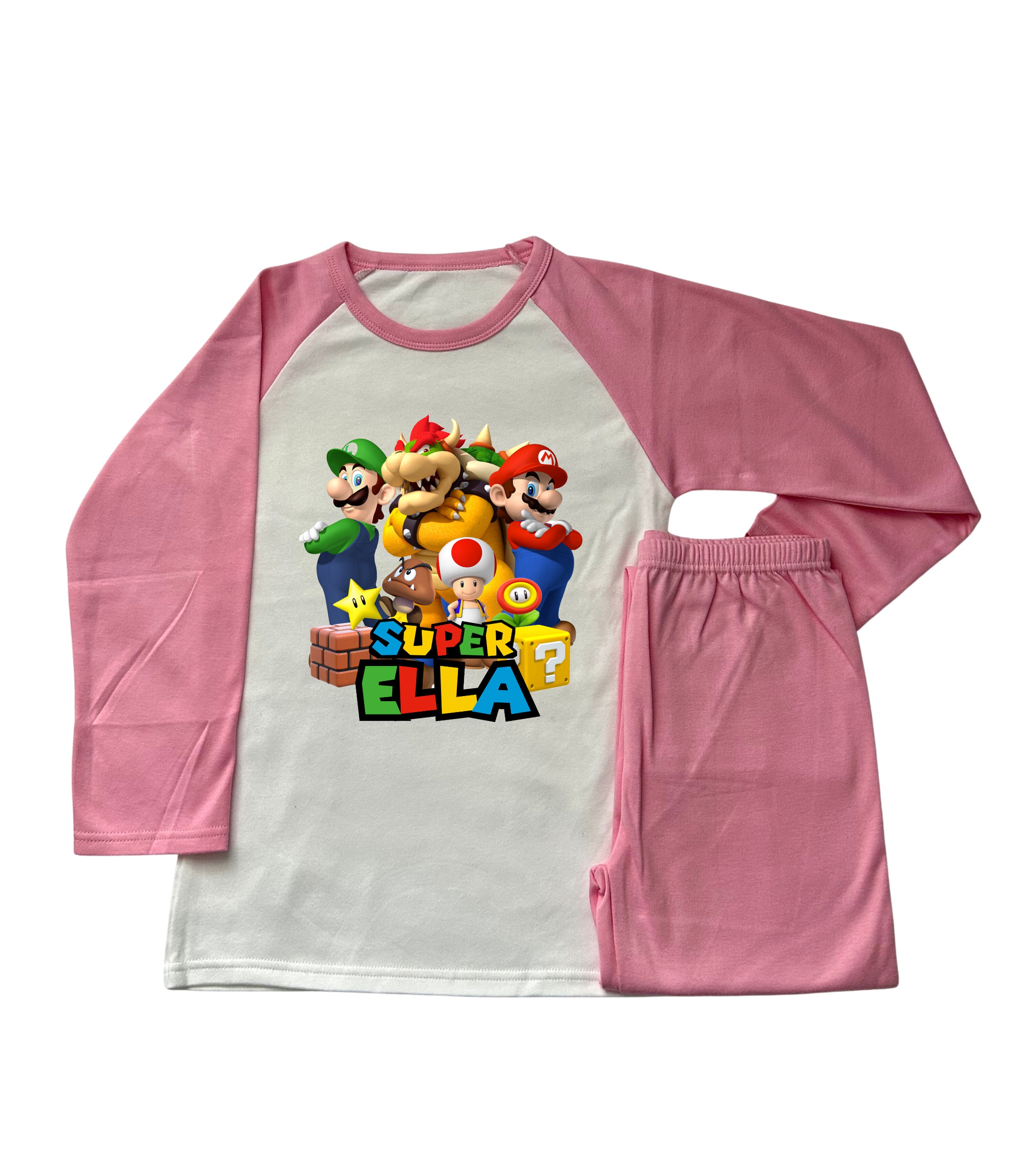 Super Mario Kids Personalised Pyjamas 3 Colours - Etsy UK