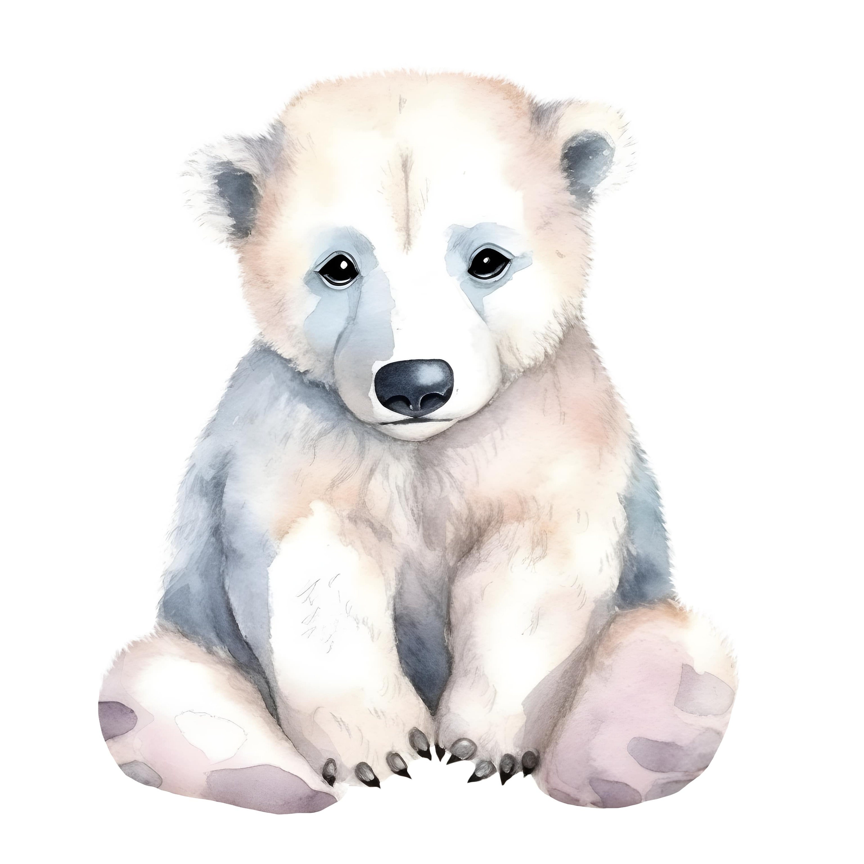 10 Watercolor Polar Bear Clipart, Aquarelle Bear Clipart, Arctic Animal ...