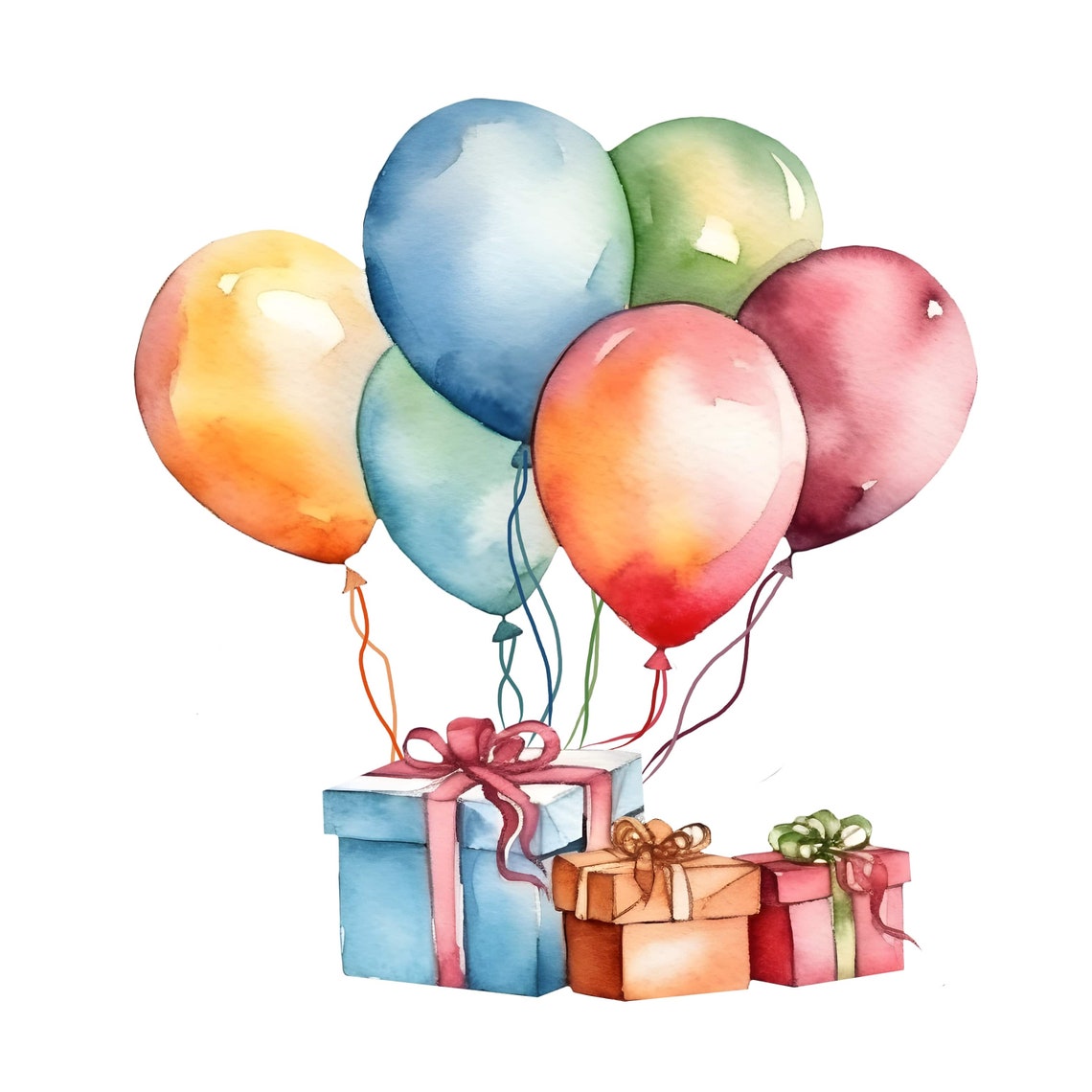 20 Watercolor Birthday Clipart, Aquarelle Drawing Birthday Animals Cake ...