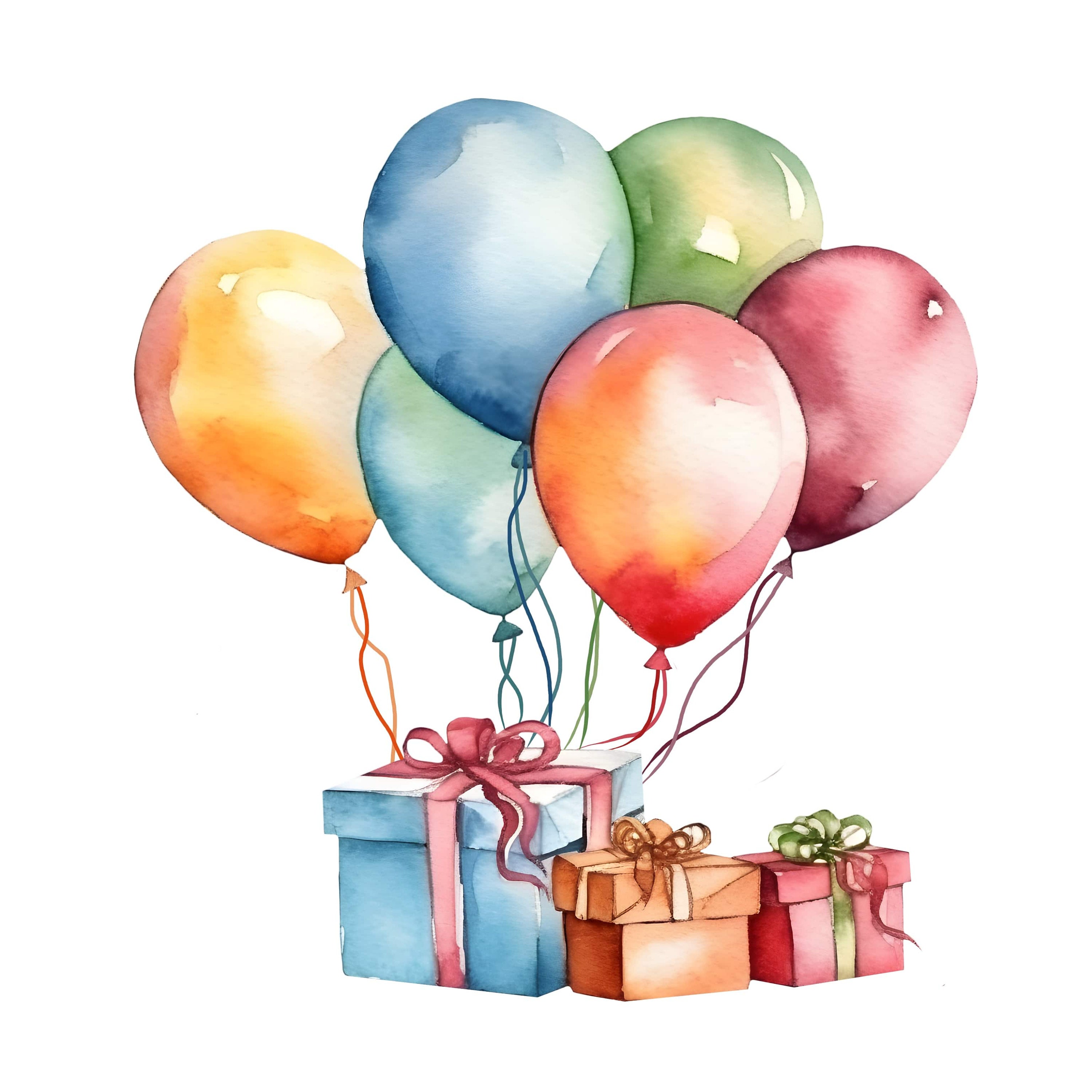 20 Watercolor Birthday Clipart, Aquarelle Drawing Birthday Animals Cake ...