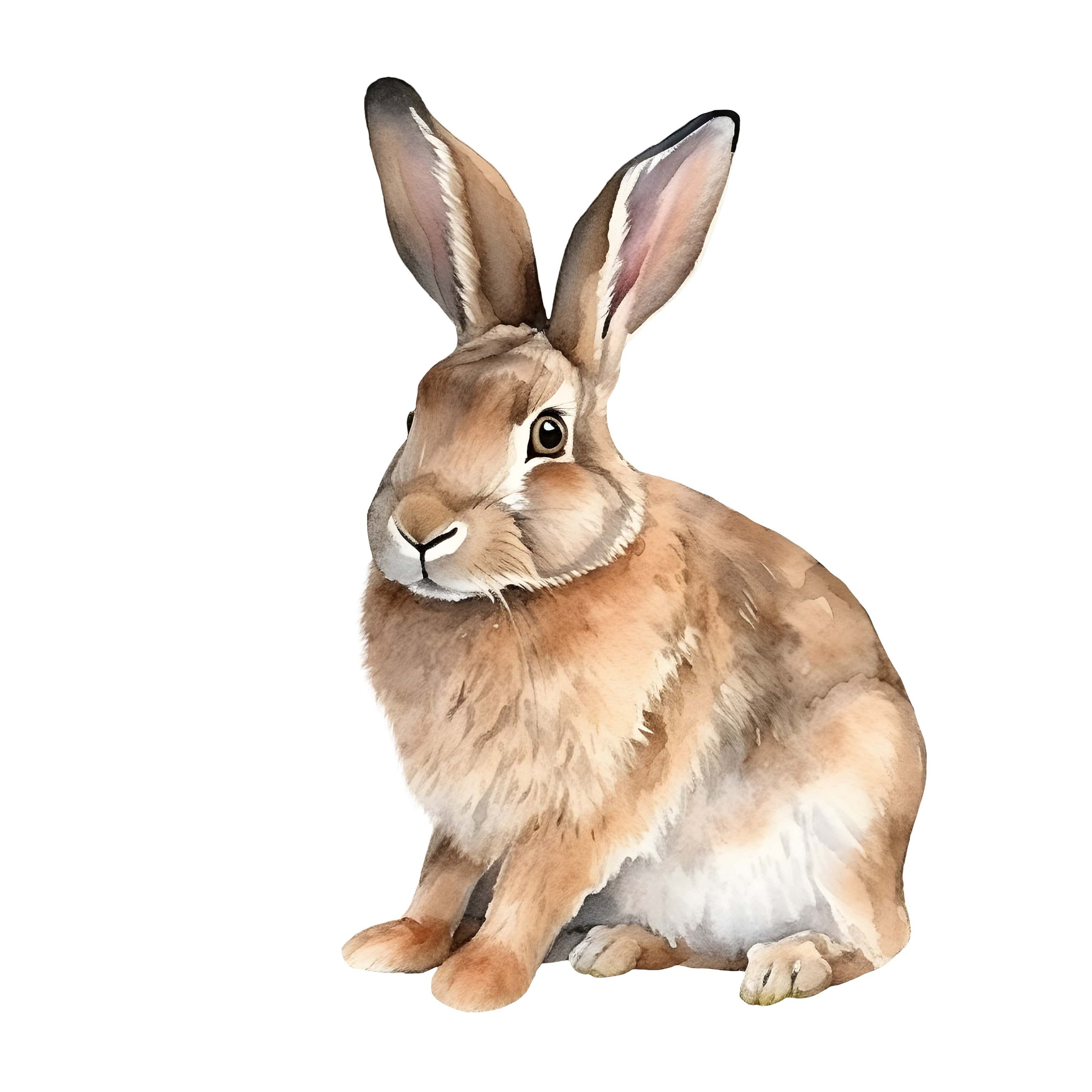 10 Watercolor Rabbit Clipart, Aquarelle Drawing Rabbit Clipart, Farm ...