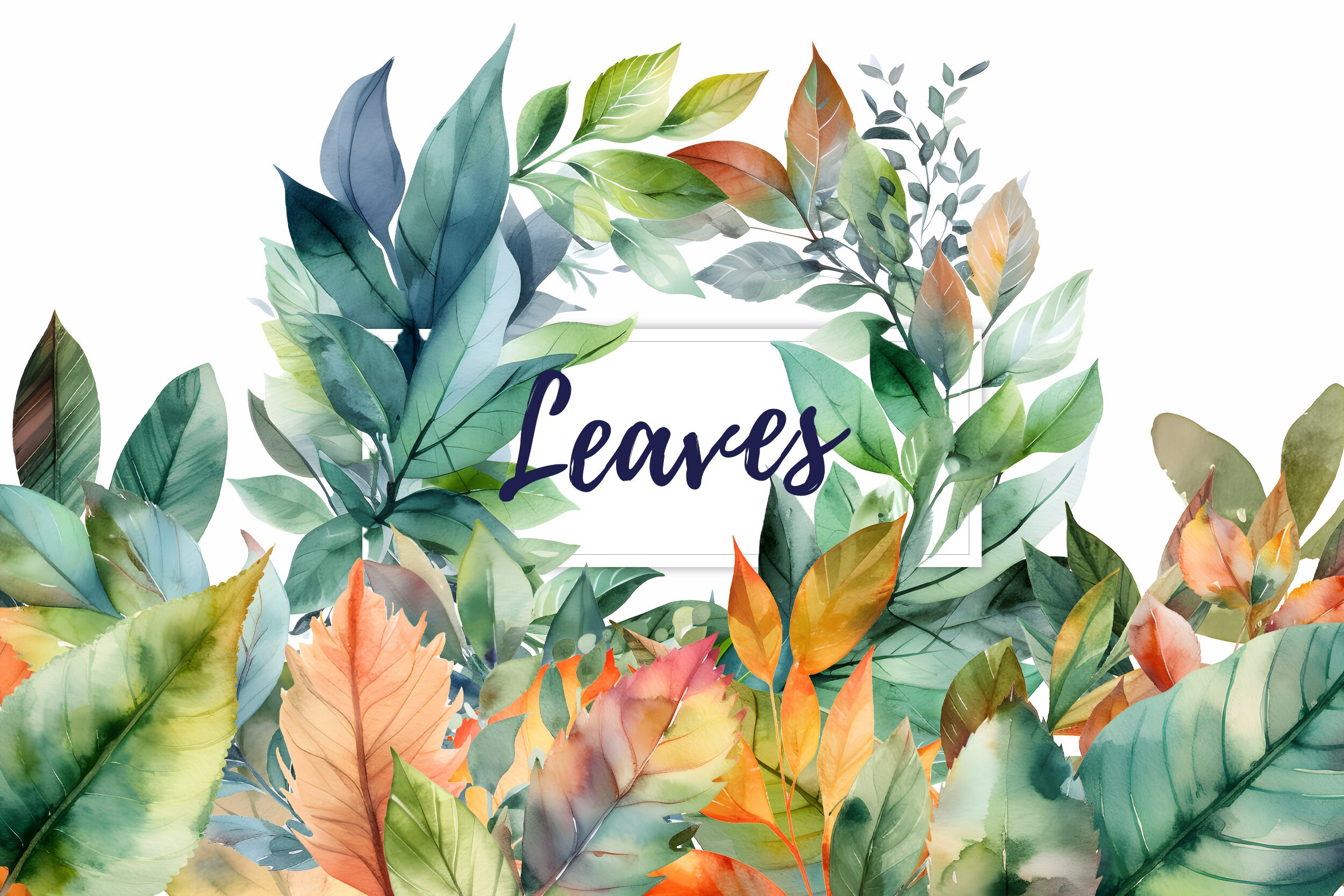 30 Watercolor Leaves Clipart Aquarelle Leaf Clipart PNG - Etsy