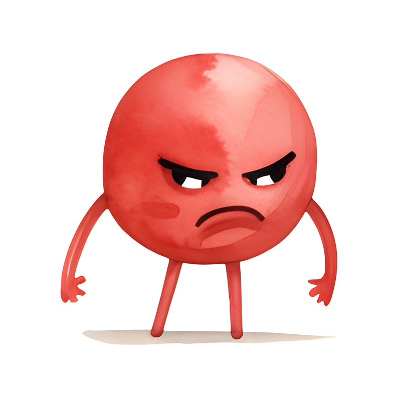 20 Watercolor Angry Emoji Clipart, Aquarelle Negative Emotions Angry ...