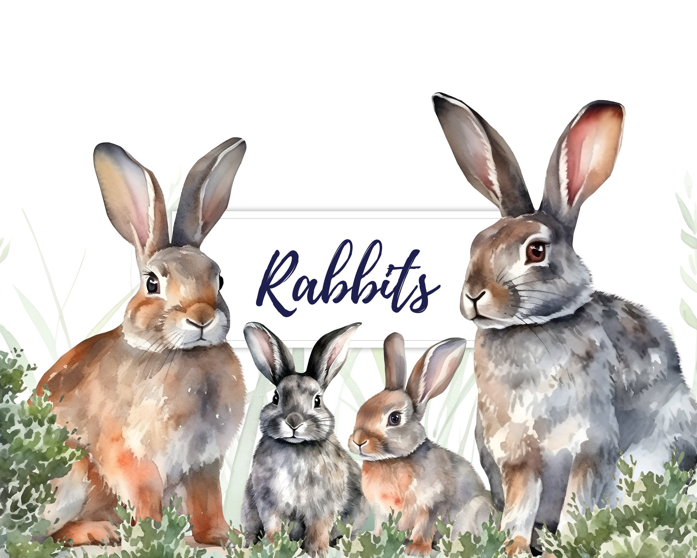 10 Watercolor Rabbit Clipart Aquarelle Drawing Rabbit - Etsy