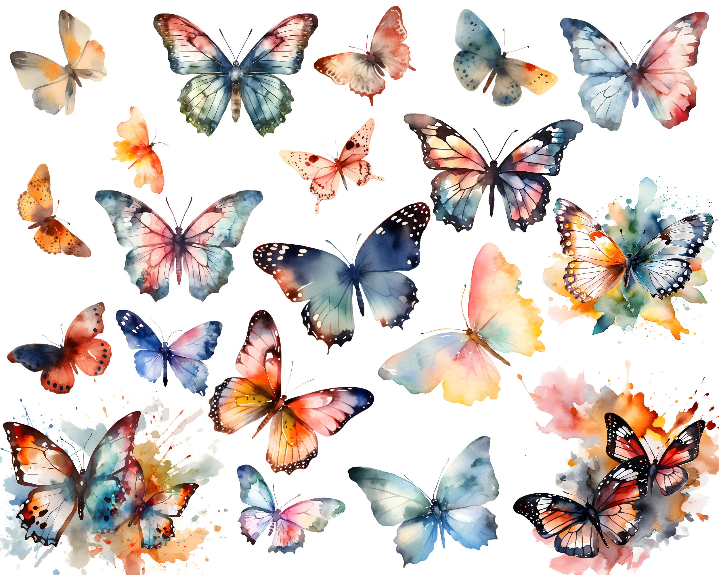 80 Watercolor Aquarelle Insect Clipart Butterfly Caterpillar - Etsy