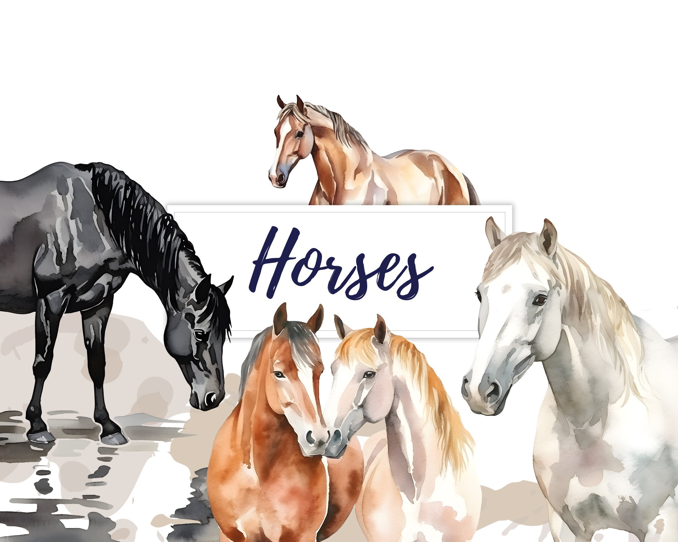 20 Watercolor Horse Clipart Aquarelle Horse Clipart Farm - Etsy