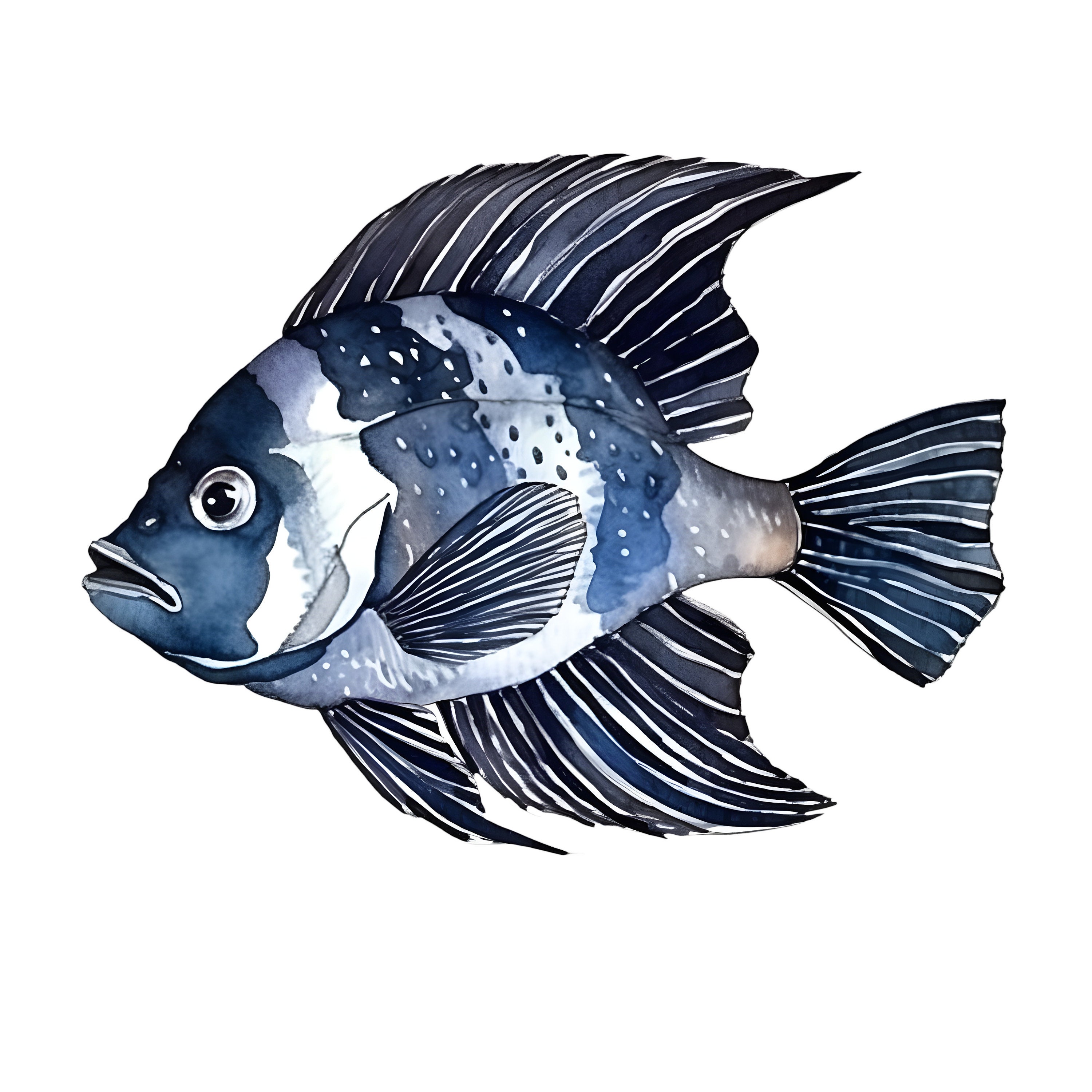 30 Watercolor Fish Clipart, Aquarelle Drawing Sea River Fish Clipart ...