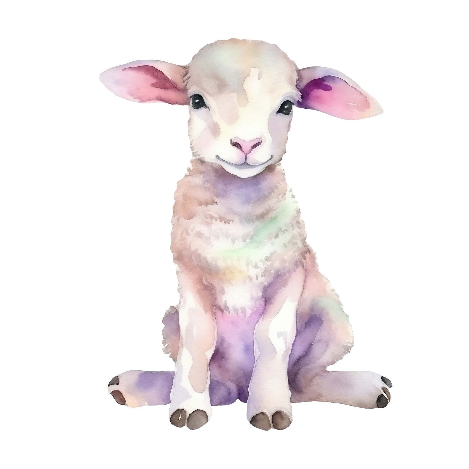 10 Watercolor Sheep Clipart, Aquarelle Drawing Sheep Clipart, Farm ...