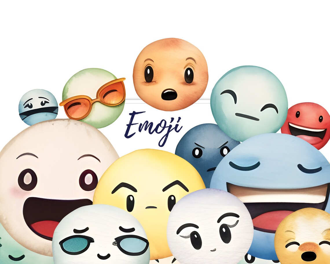 50 Watercolor Emoji Clipart Aquarelle Drawing Smiling Angry - Etsy