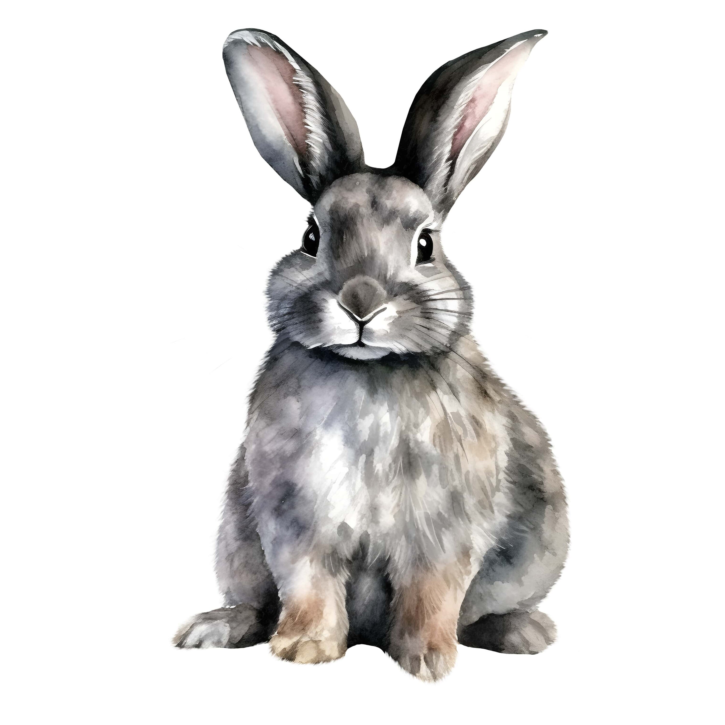 10 Watercolor Rabbit Clipart, Aquarelle Drawing Rabbit Clipart, Farm ...