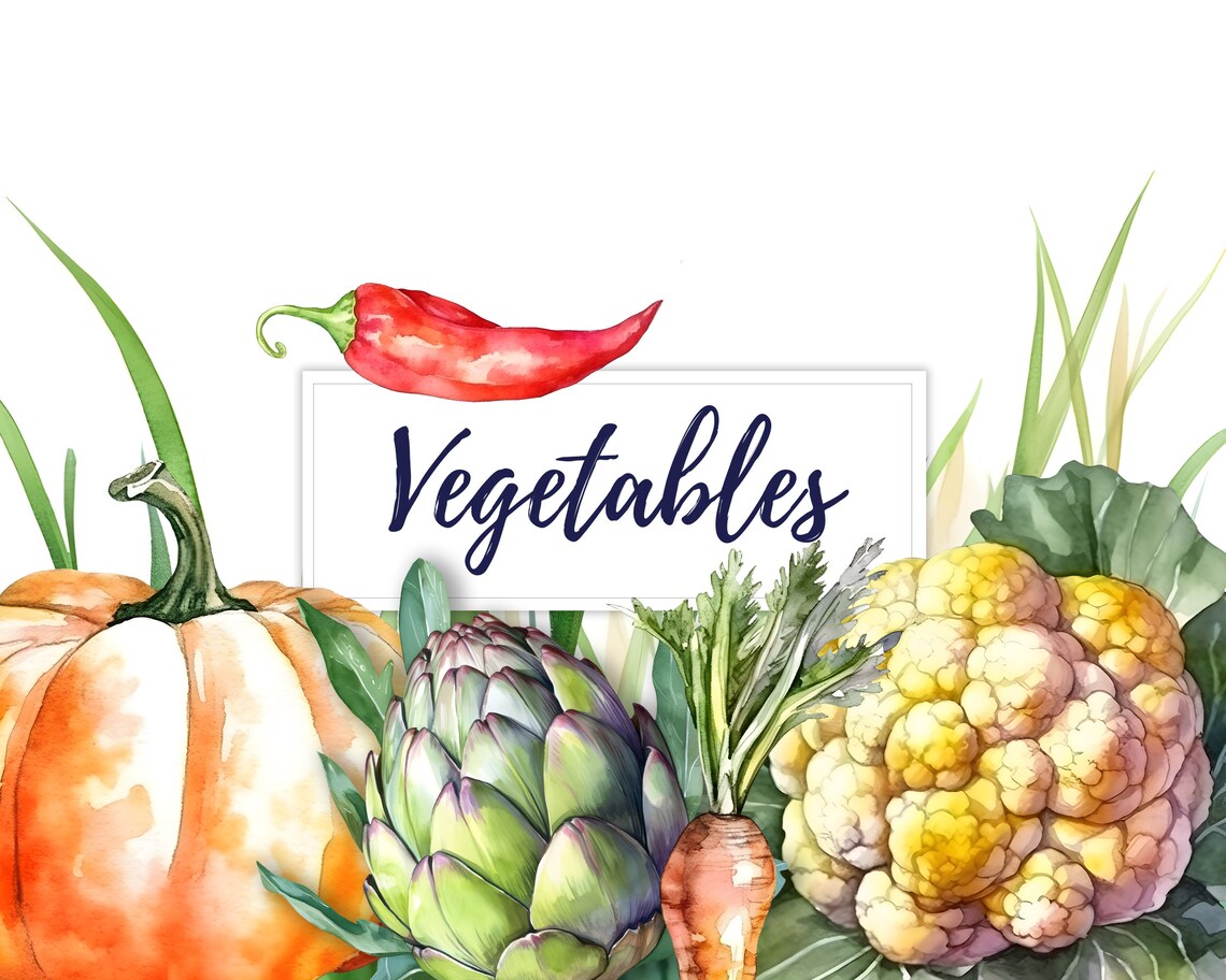 20 Watercolor Vegetables Clipart, Aquarelle Vegetables Clipart, Farm ...