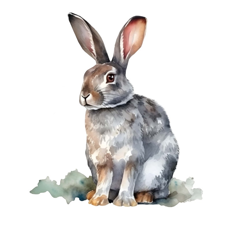 10 Watercolor Rabbit Clipart, Aquarelle Drawing Rabbit Clipart, Farm ...