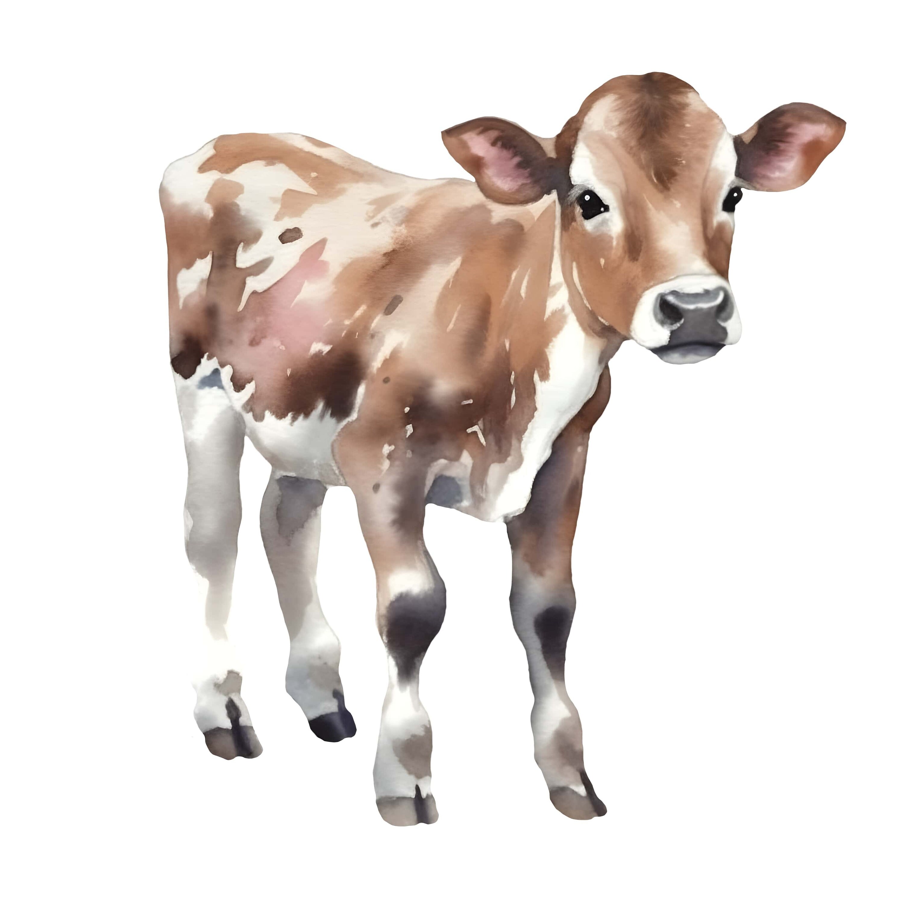 10 Watercolor Cow Clipart, Aquarelle Drawing Cow Calf Clipart, Farm ...