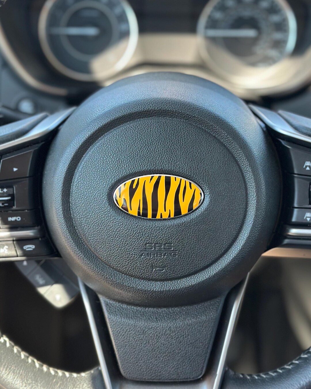 Tiger Print Subaru Steering Wheel Badge Overlay | Vinyl Interior Decal ...