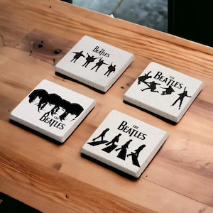 The Beatles Stone Coasters, Abbey Road Wood Coasters, 70s Rock Music ...