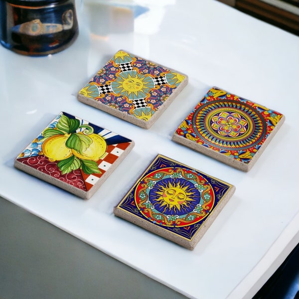 Sicilian Tile Coasters - Etsy