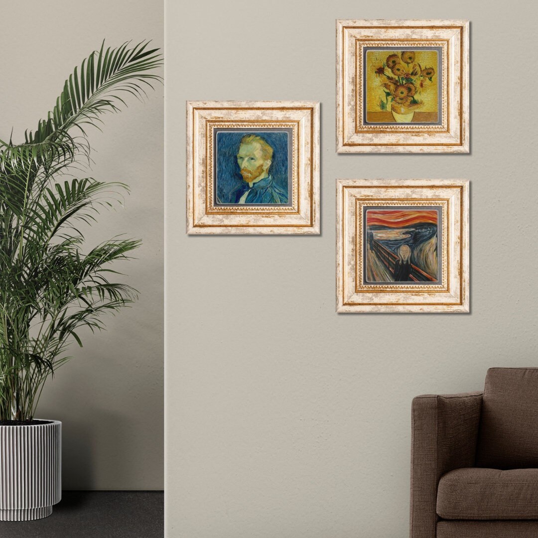Vincent Van Gogh Stone Wall Decor Set, Stone Wall Hanging, Vase With ...
