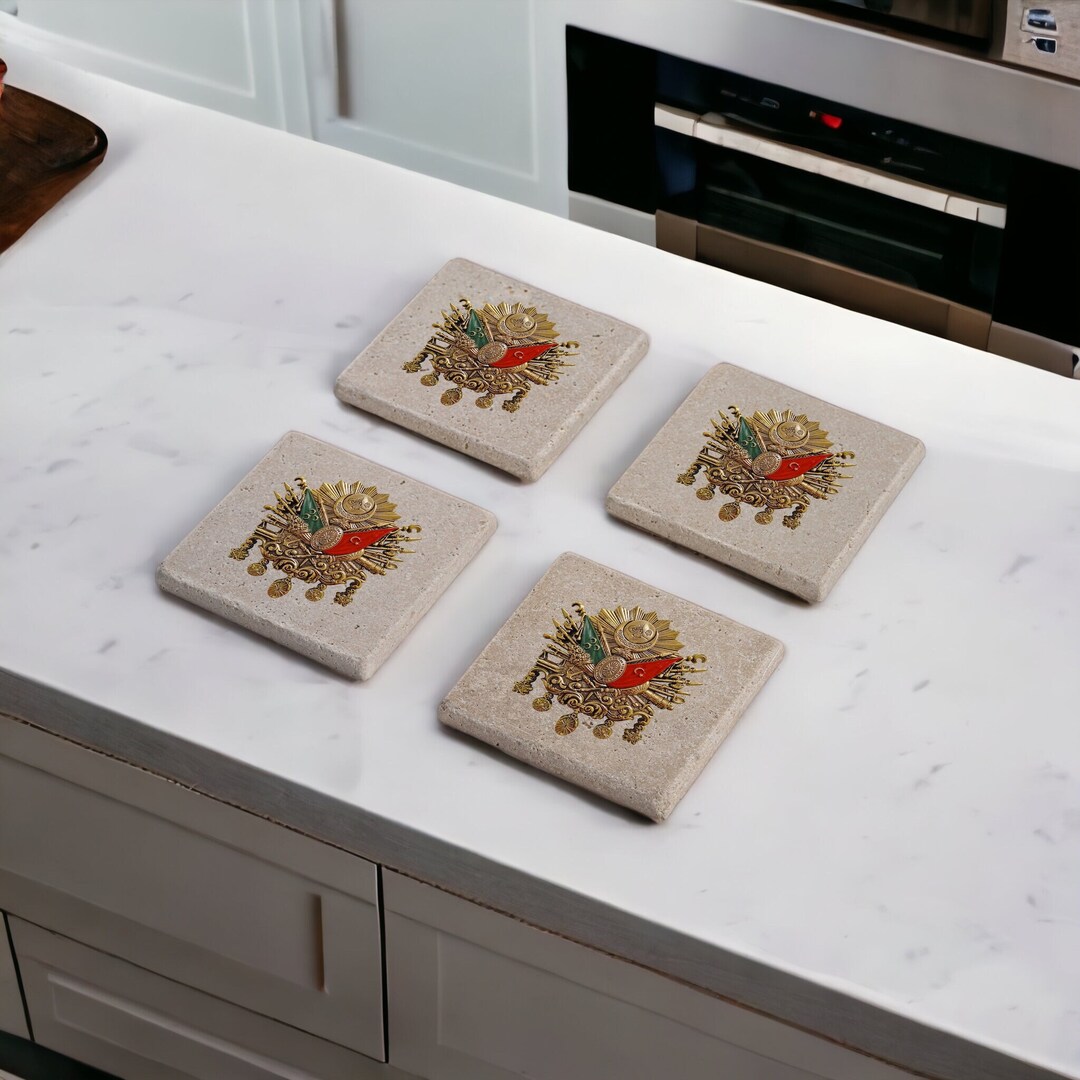 Ottoman Sign Coasters, Ottoman Armada Emblem Stone Coasters Set of 4 ...