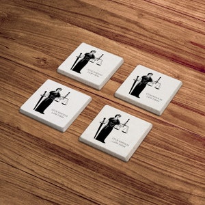 Personalized Lawyer Stone Coaster, Law Firm Wood Coasters, Themis ...