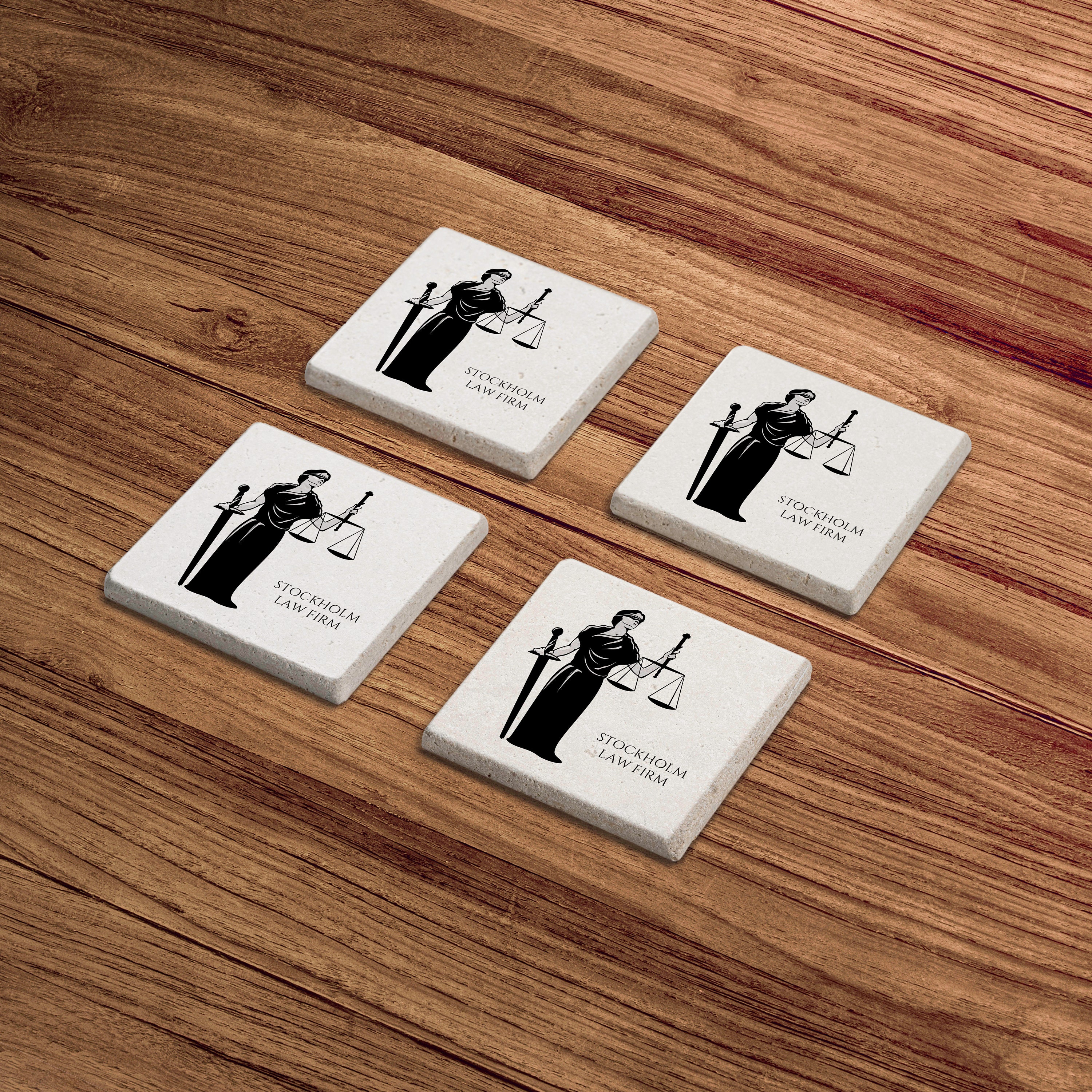 Personalized Lawyer Stone Coaster, Law Firm Wood Coasters, Themis ...