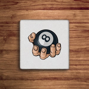 Billiards Stone Coaster Set, Pool and Billiard Cue Ball Coasters ...