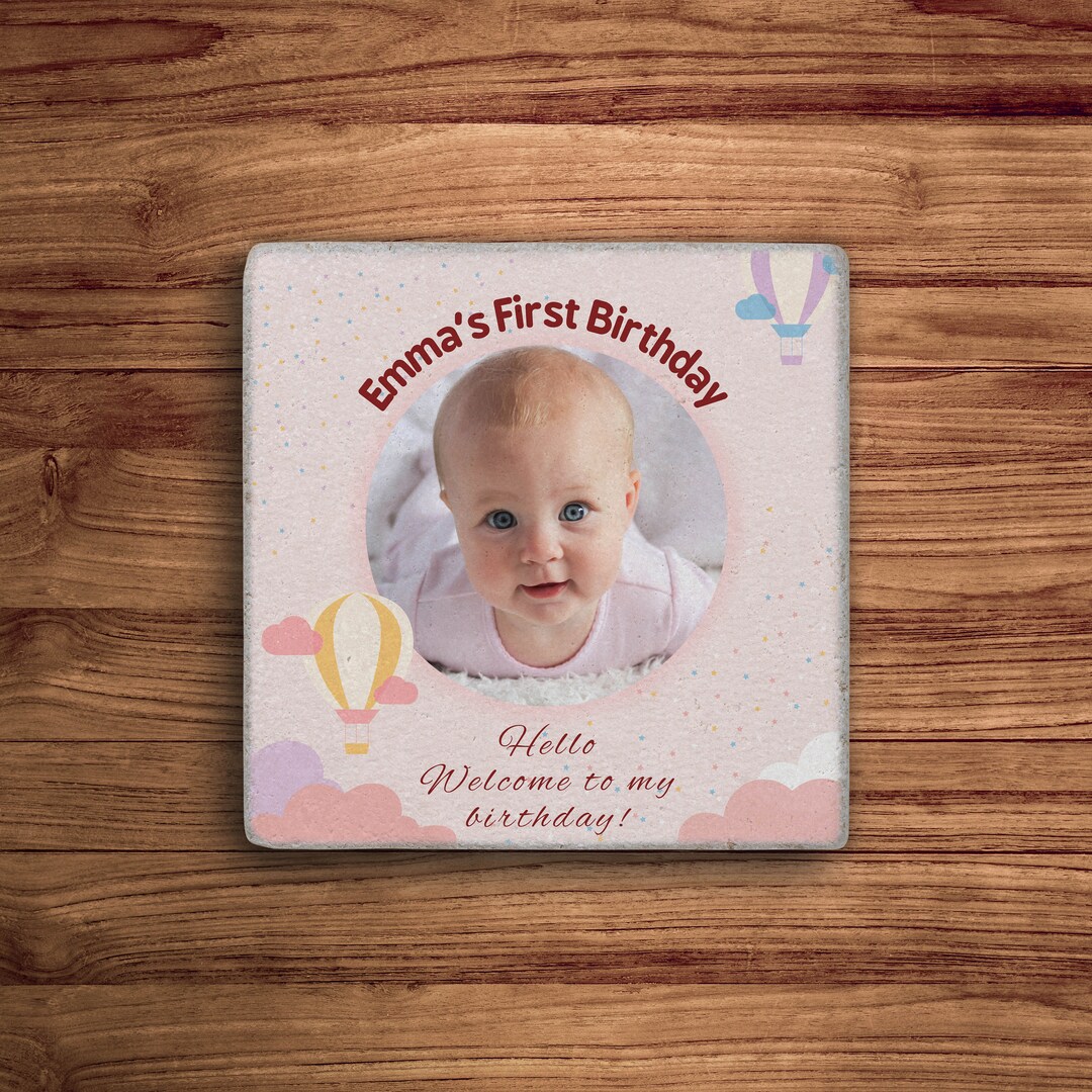 Custom Baby Birthday Party Stone Coasters, Baby Birthday Party Favors ...