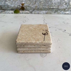 Summer Wildflower Coasters, Dandelion Cork Backing Stone Coasters Set ...