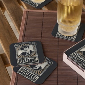 Led Zeppelin Stone Coasters, Led Zeppelin Band Coaster Set, Rock Band ...