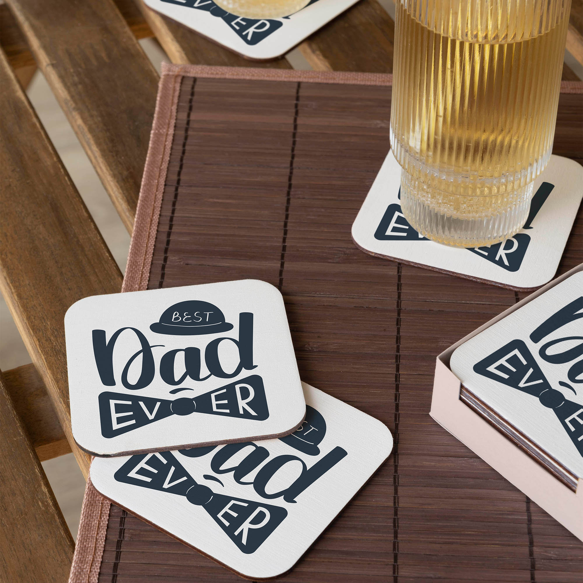 Best Dad Ever Stone Coaster Set, My Father is My Hero, Family Coasters ...