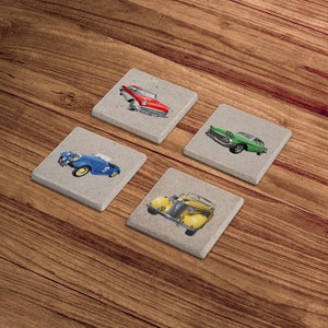 Nostalgia Cars Coasters, Classic Cars Stone Coasters Set of 4, American ...